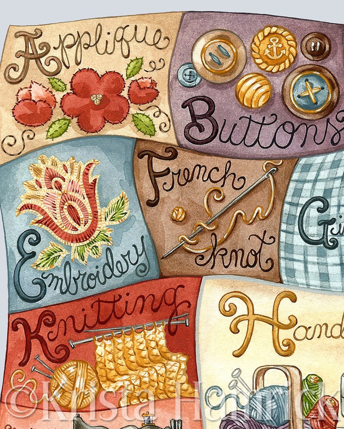 ART PRINT Sewing Alphabet Original Art Print 8X10 11X14 | Etsy