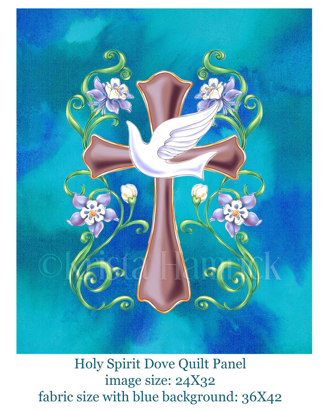 FABRIC PANEL Holy Spirit Dove Cotton Quilt Fabric Panel Overall Fabric ...