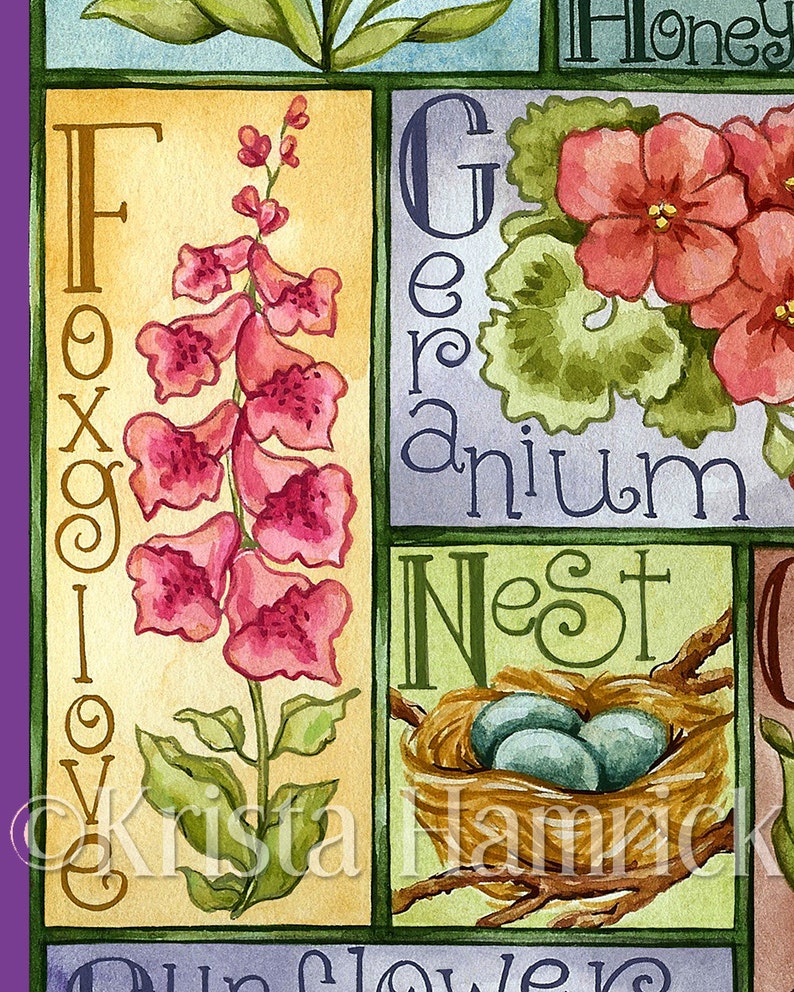 ART PRINT Garden Blooms Alphabet Original Art Print 8X10 - Etsy