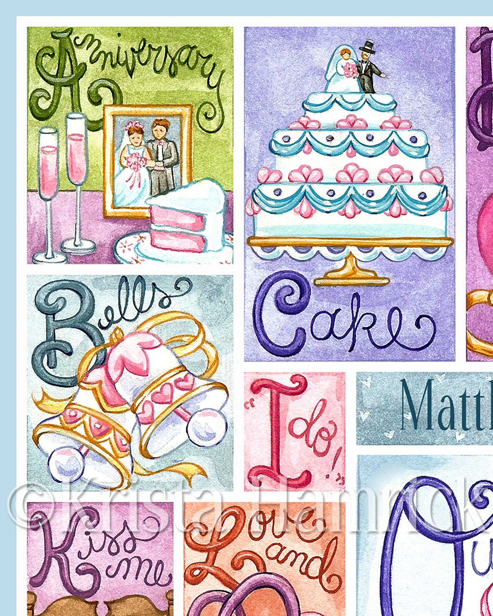 ART PRINT Wedding Alphabet Original Art Print 8X10 11X14 - Etsy