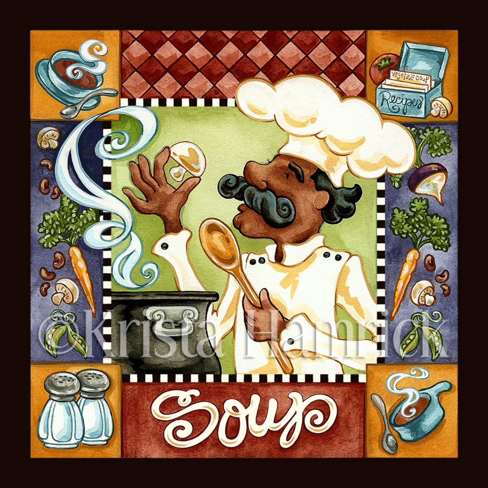 ART PRINT Soup Chef Kitchen Art, Original Art Print 8X8, 12X12 - Etsy