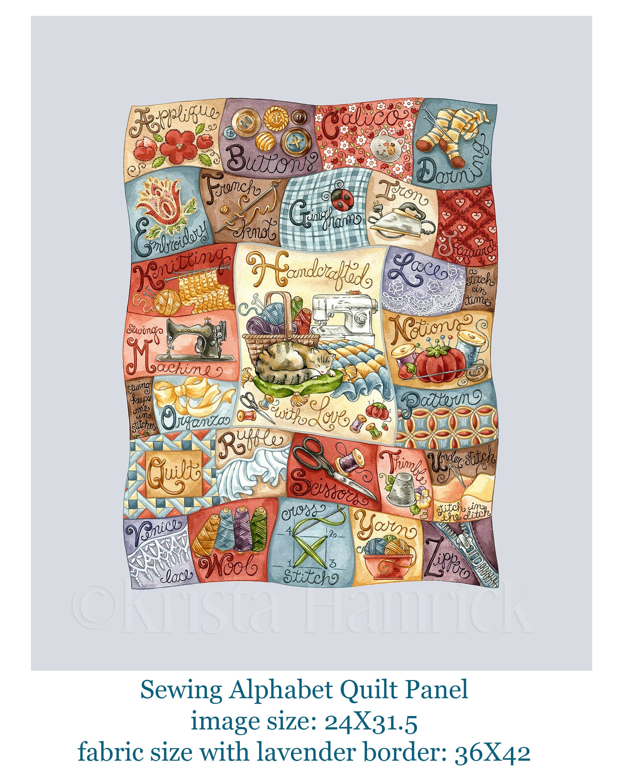 FABRIC PANEL Sewing Alphabet Cotton Quilt Fabric Panel Overall - Etsy