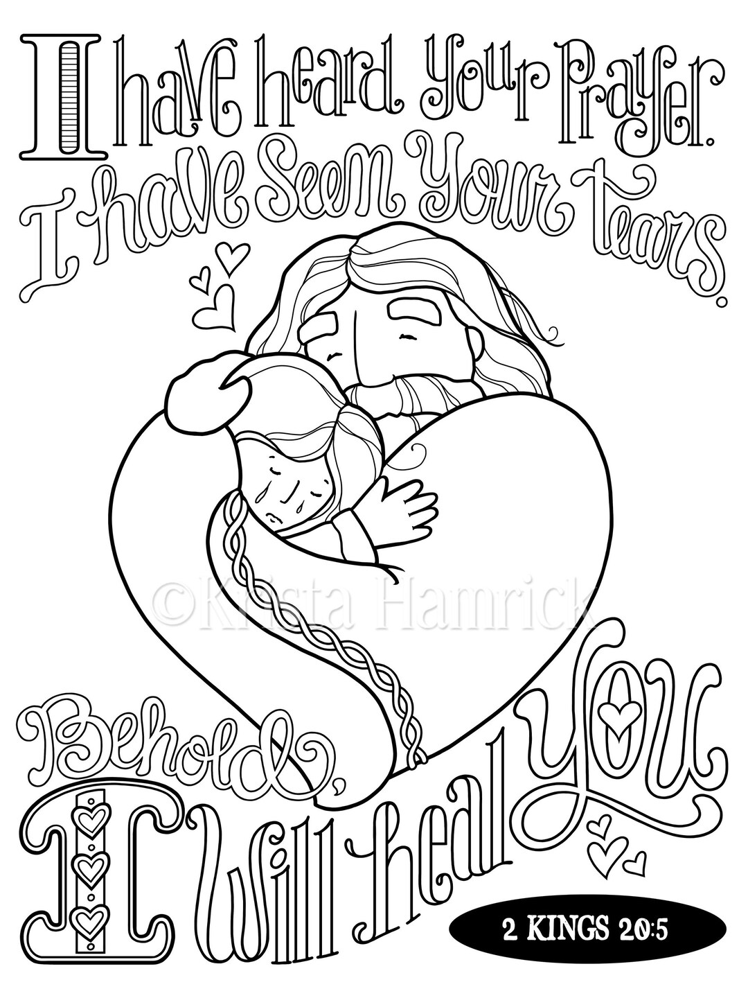 2 Kings 20:5 Coloring Page in Two Sizes-- 8.5X11, Bible Journaling Tip ...