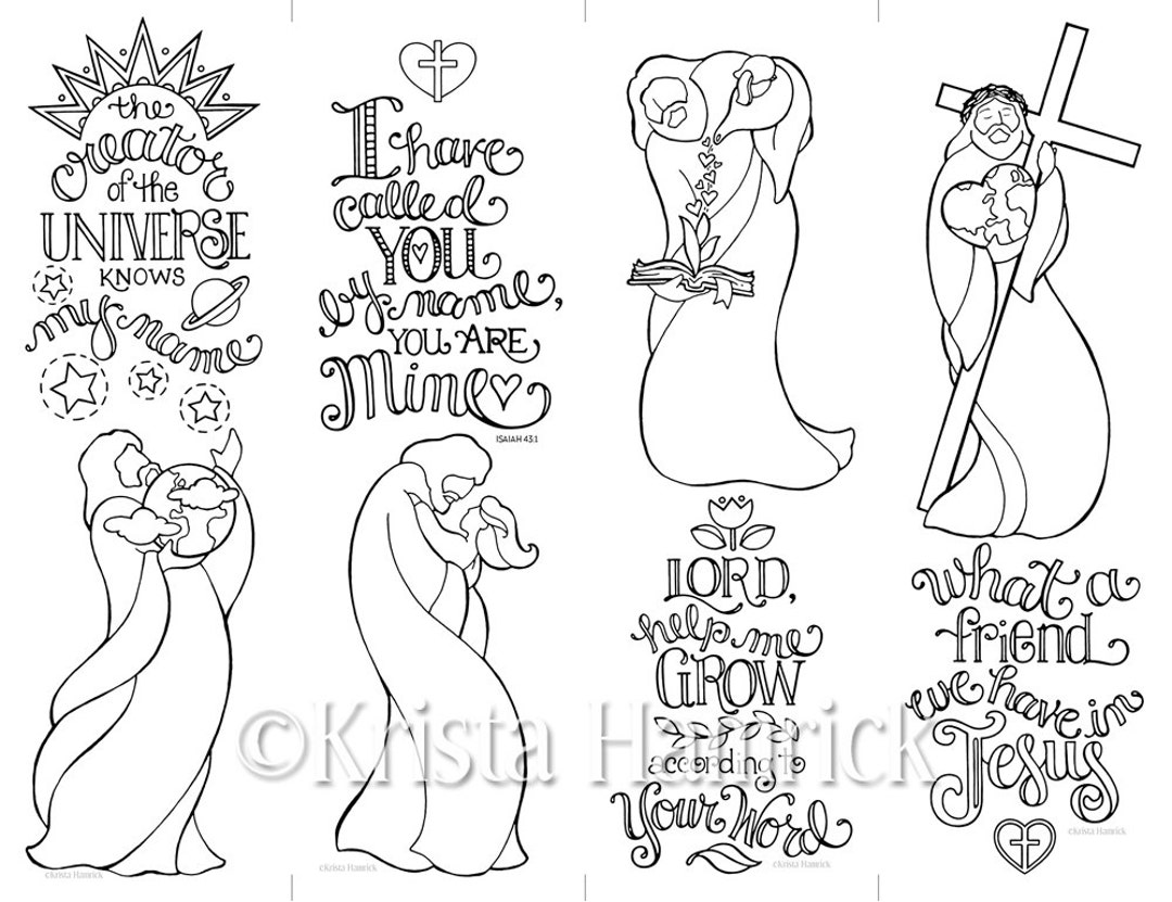 Set of 4 Jesus Bookmarks Coloring Page 8.5X11, Also Suitable for Bible ...