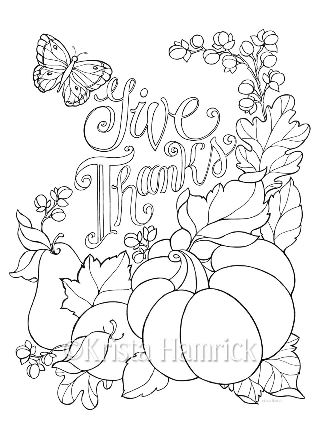 Give Thanks Coloring Page in Two Sizes: 8.5X11 and Bible Journaling Tip ...