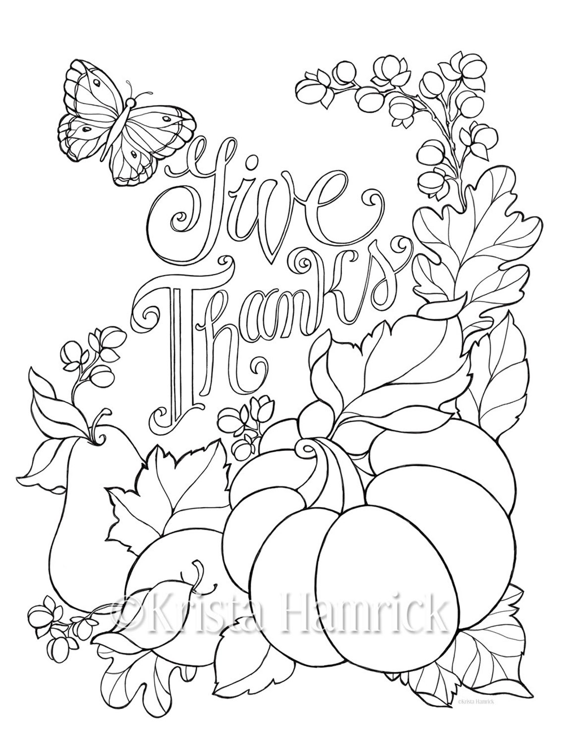 Give Thanks Coloring Page in Two Sizes: 8.5X11 and Bible Journaling Tip ...