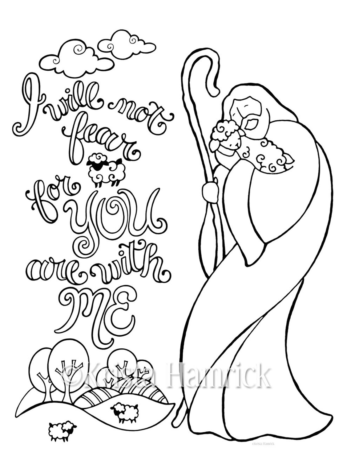 Good Shepherd Coloring Page in Two Sizes: 8.5X11 and Bible Journaling ...