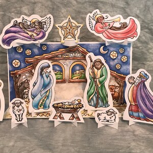 Nativity Paper Coloring Set, Includes 2 Sets--full Color Set and Black ...