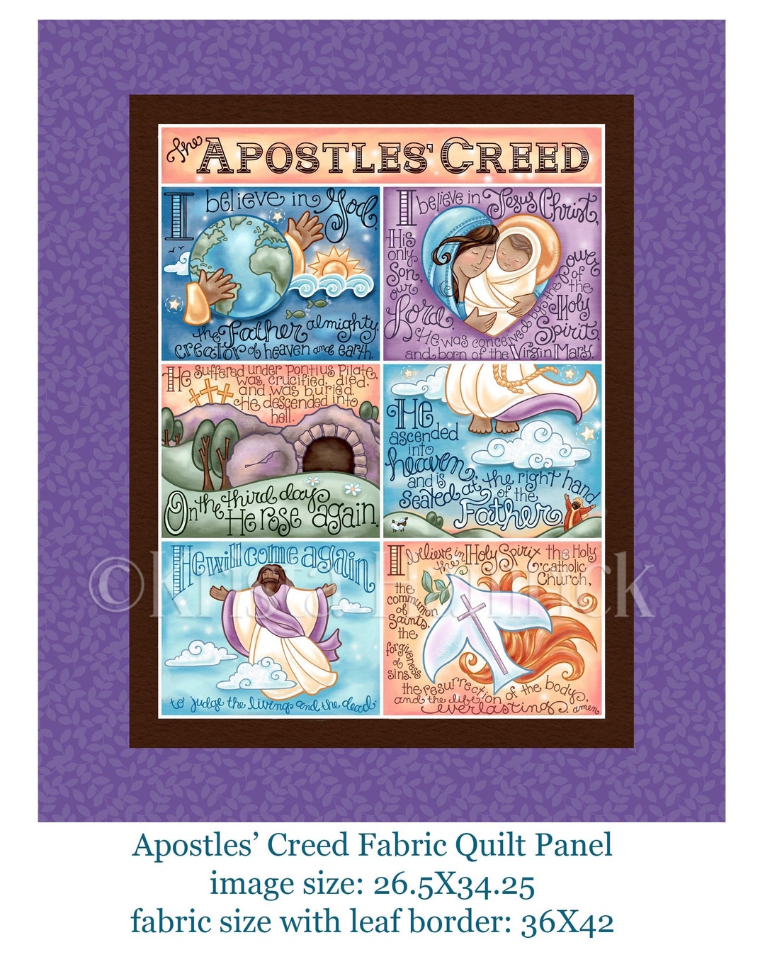 FABRIC PANEL Apostles' Creed Cotton Quilt Fabric Panel Overall Fabric ...