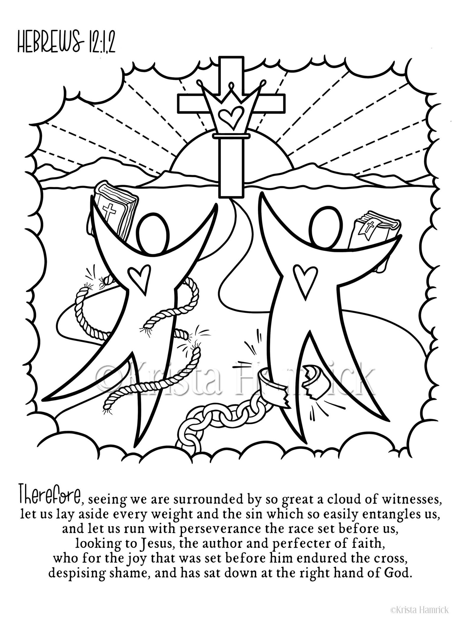 Run With Perseverance Coloring Page in Three Sizes: 8.5X11, 8X10, 6X8 ...