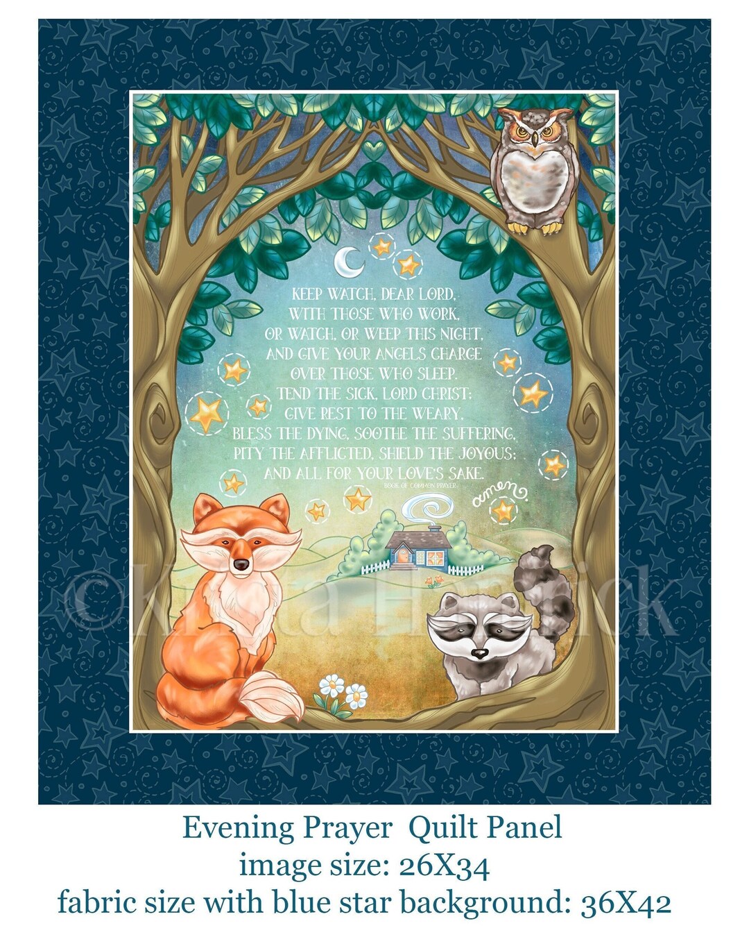 FABRIC PANEL Evening Prayer Cotton Quilt Fabric Panel Overall Fabric ...