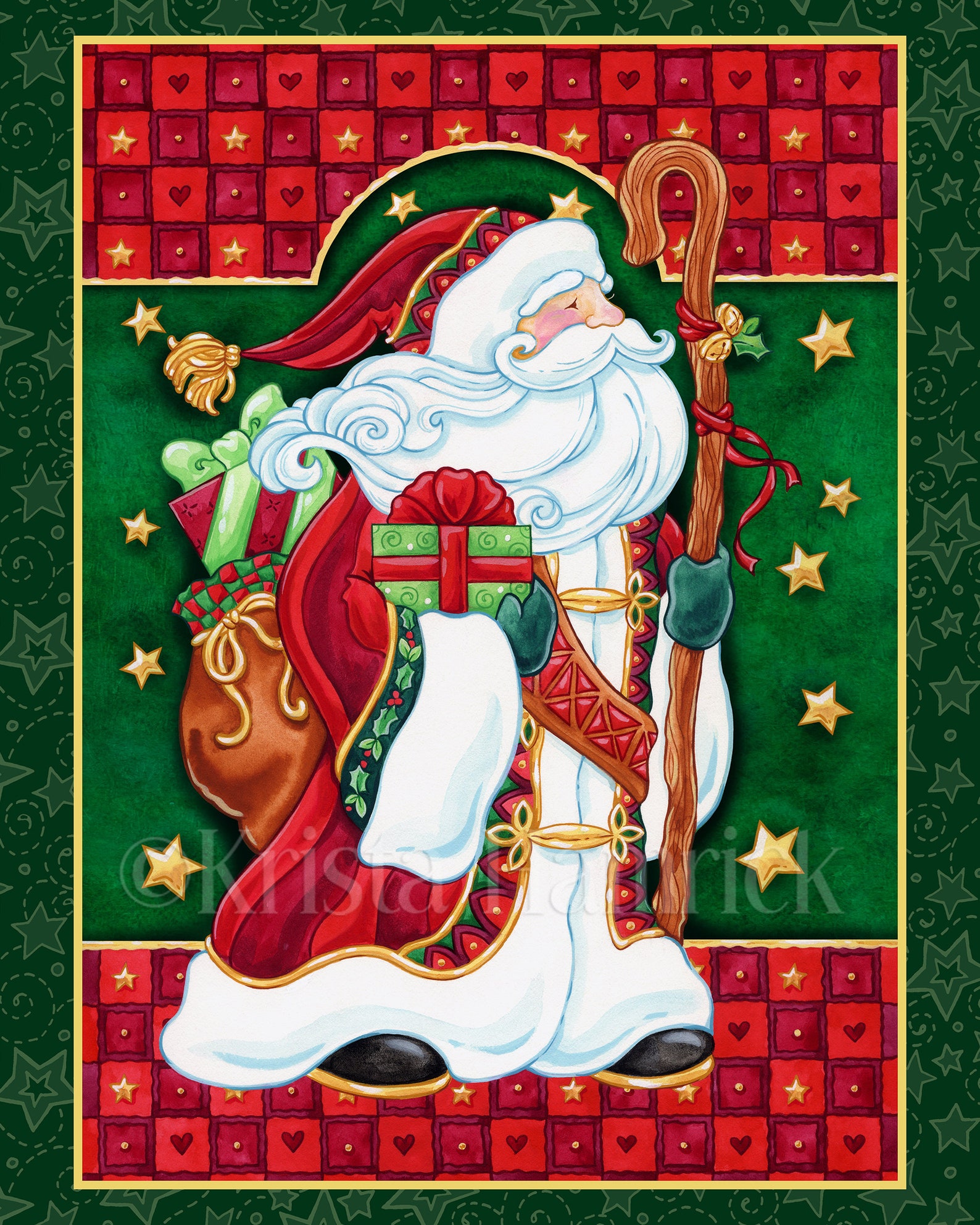 FABRIC PANEL Traveling Santa Cotton Quilt Fabric Panel Overall - Etsy
