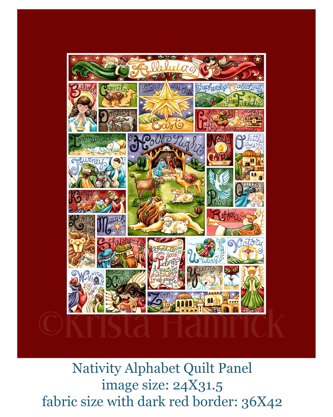 FABRIC PANEL Nativity Alphabet Cotton Quilt Fabric Panel Overall Fabric ...