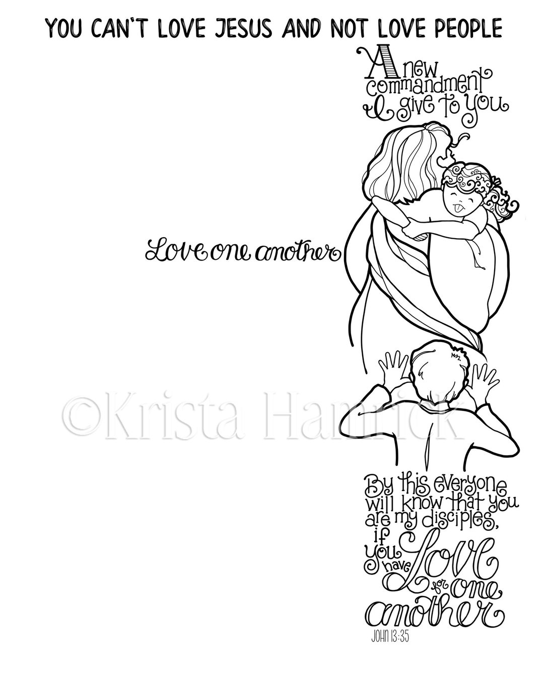 A New Commandment Love One Another Bible Journaling Traceable or Tip-in ...
