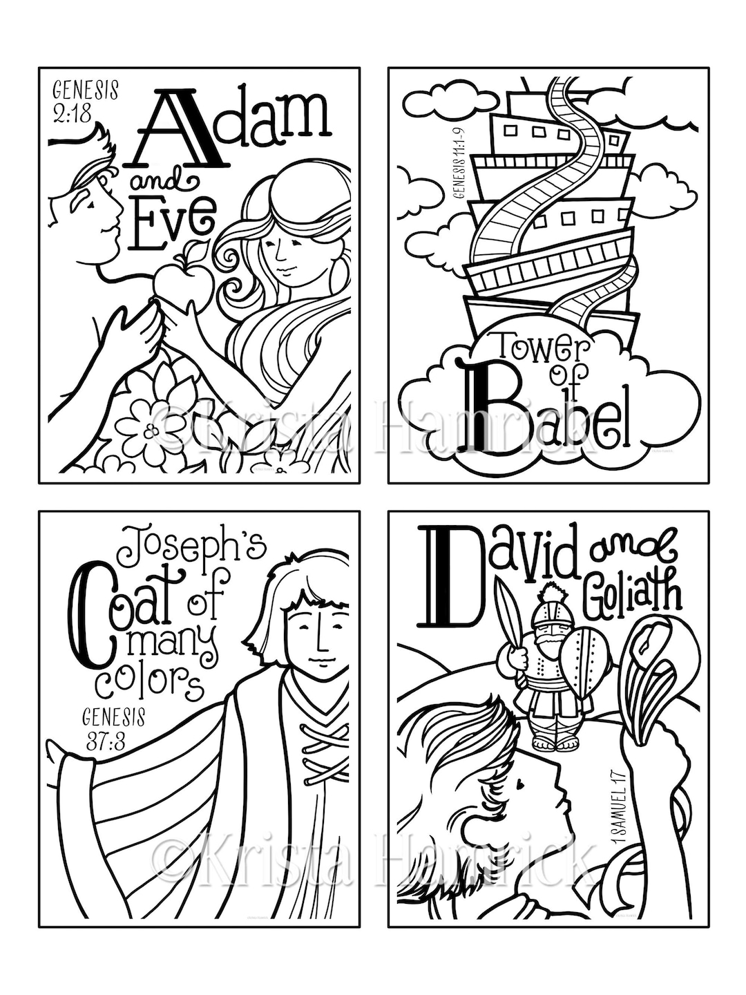 Old Testament Coloring Pages Bundle, A-Z Old Testament Coloring Pages ...