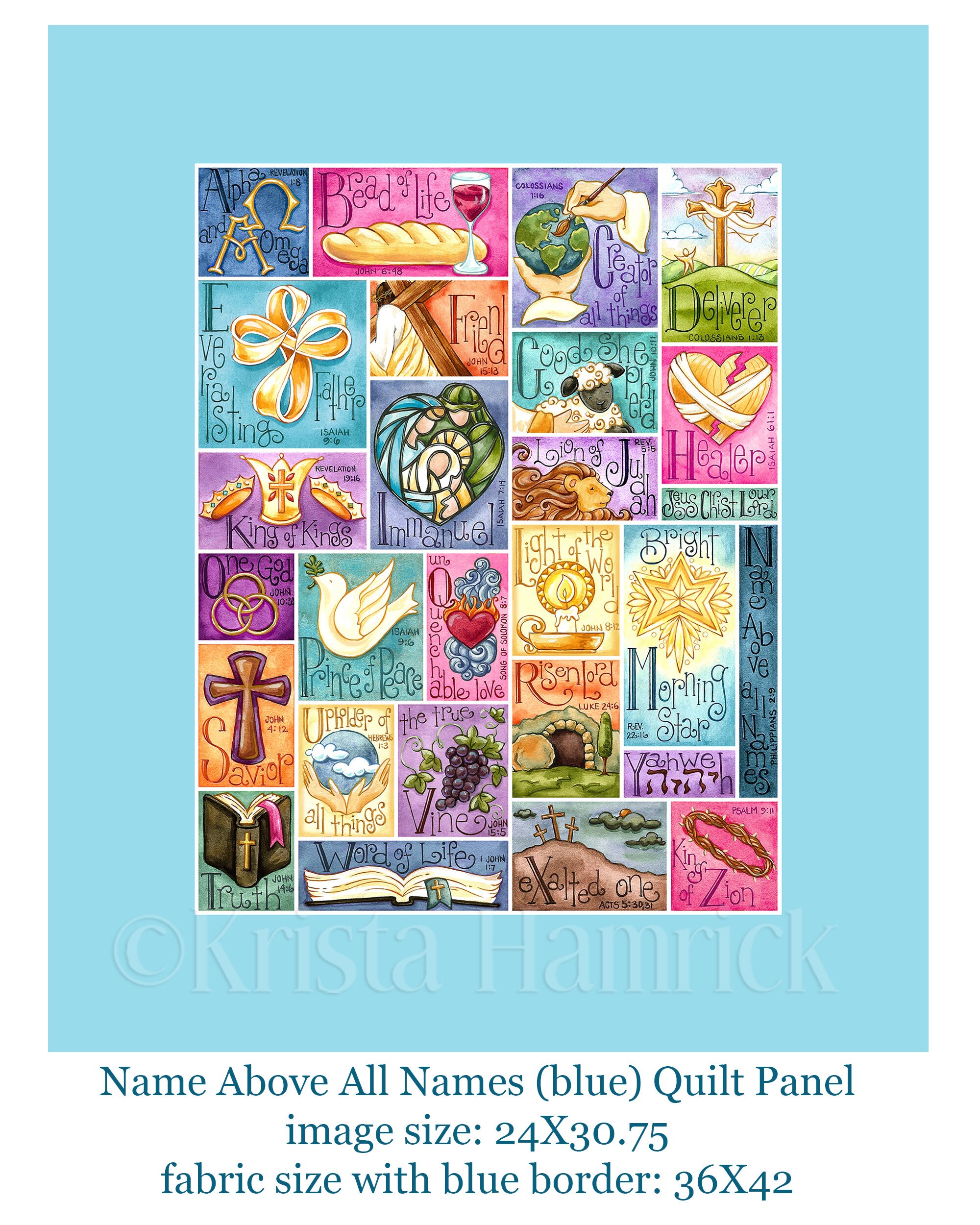 FABRIC PANEL Name Above All Names Cotton Quilt Fabric Panel Overall ...