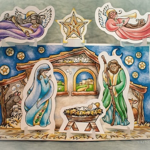 Nativity Paper Coloring Set, Includes 2 Sets--full Color Set and Black ...
