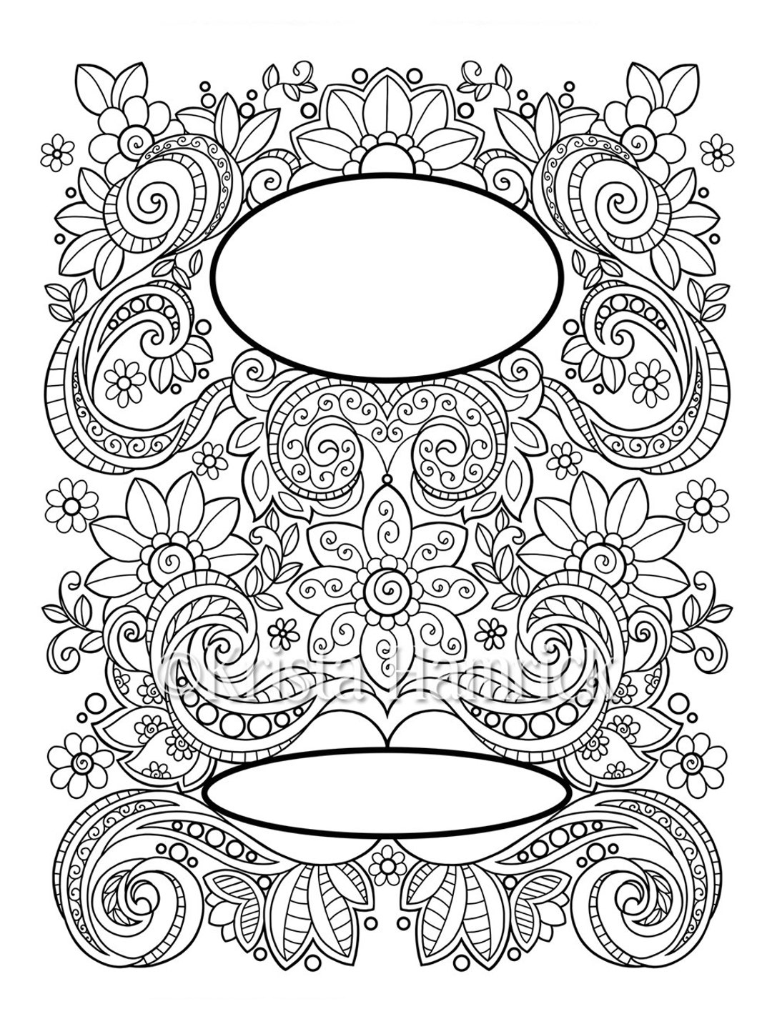 Embellished Title Page Coloring Page in Two Sizes: 8.5X11, Bible ...