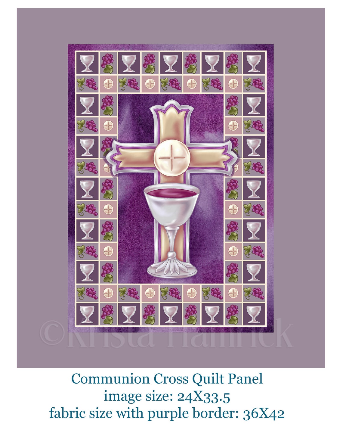 FABRIC PANEL Communion Cross Cotton Quilt Fabric Panel Overall Fabric ...