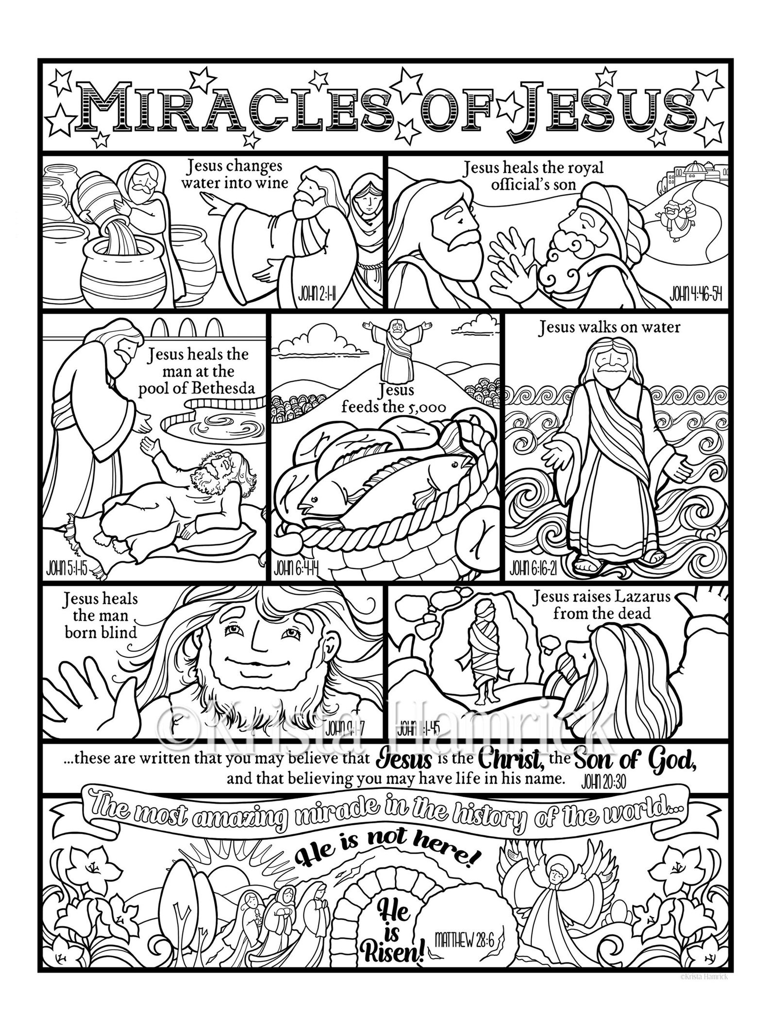 Miracles of Jesus Coloring Page in Three Sizes: 8.5X11 8X10 - Etsy UK