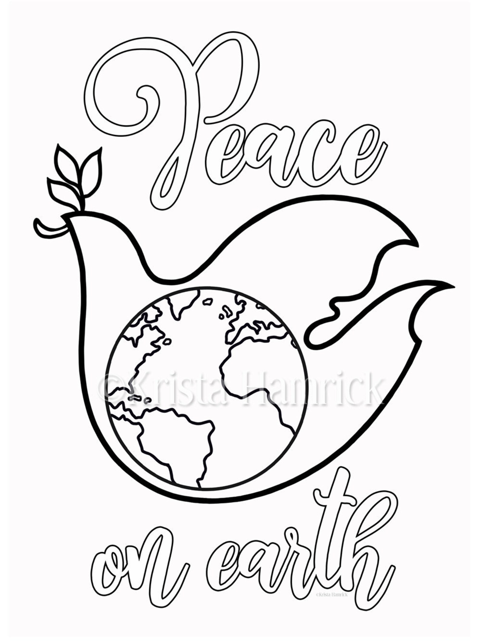 Peace Dove Coloring Page in Two Sizes_ 8.5X11 Bible | Etsy