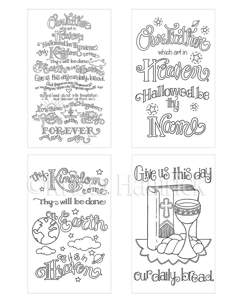 The Lord's Prayer Memory Coloring Collection/ Includes 9 Coloring Pages ...