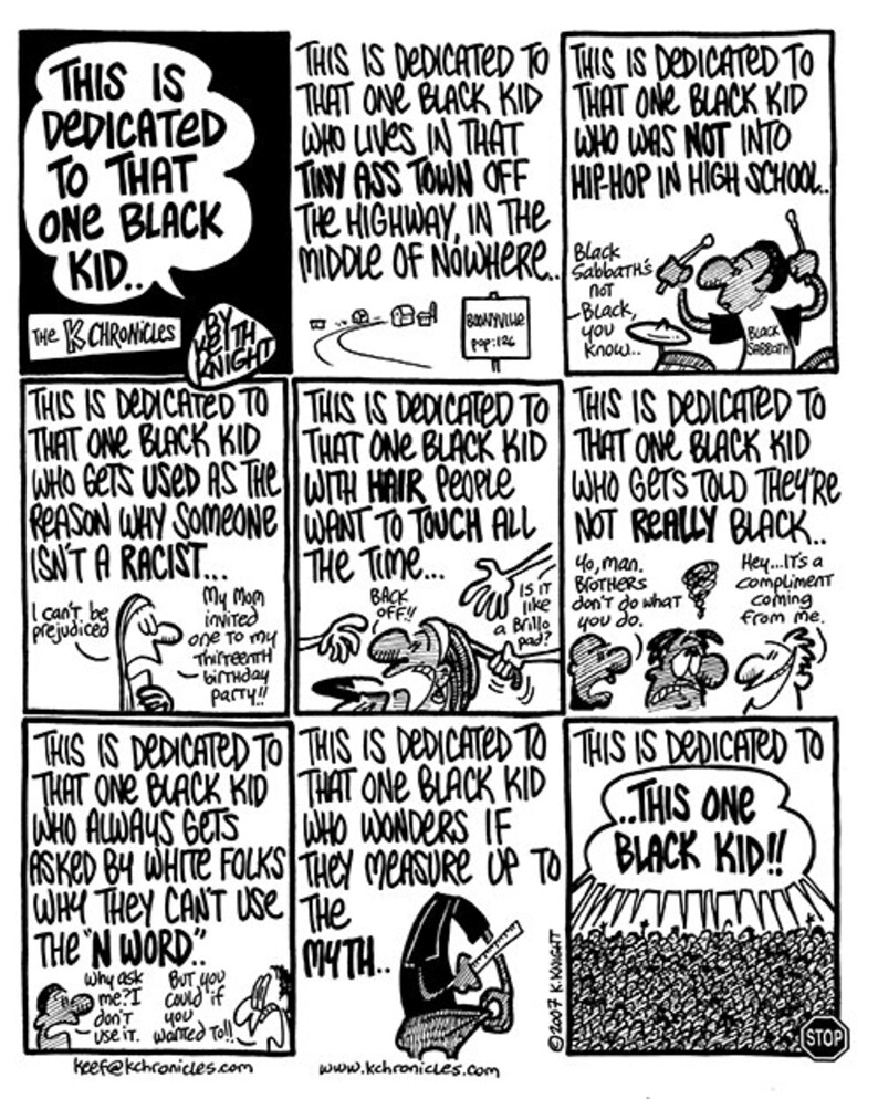 One Black Kid B&w Comic Strip Print - Etsy