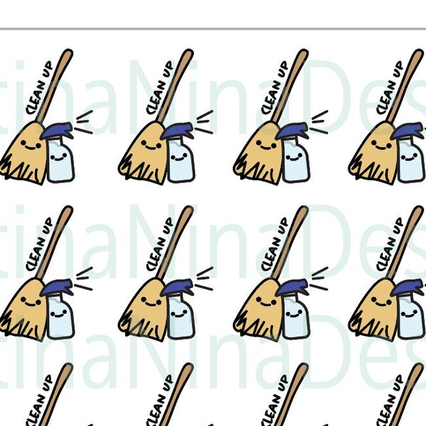 Clean up Stickers - Etsy