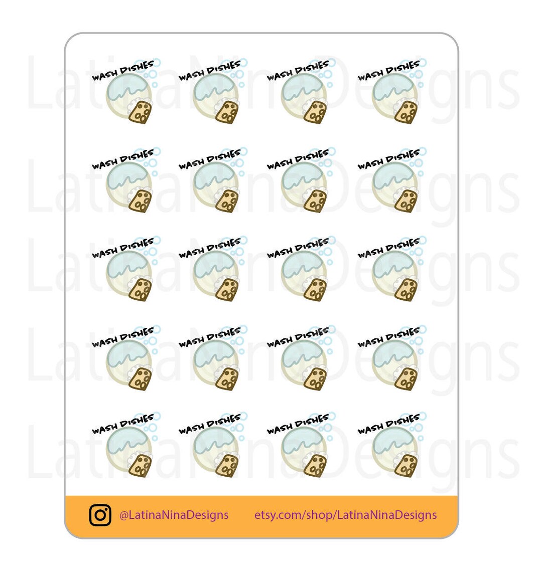 Wash Dishes Stickers Functional Stickers Cleaning Stickers - Etsy