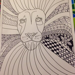 Lion - PDF Zentangle Coloring Page - Etsy