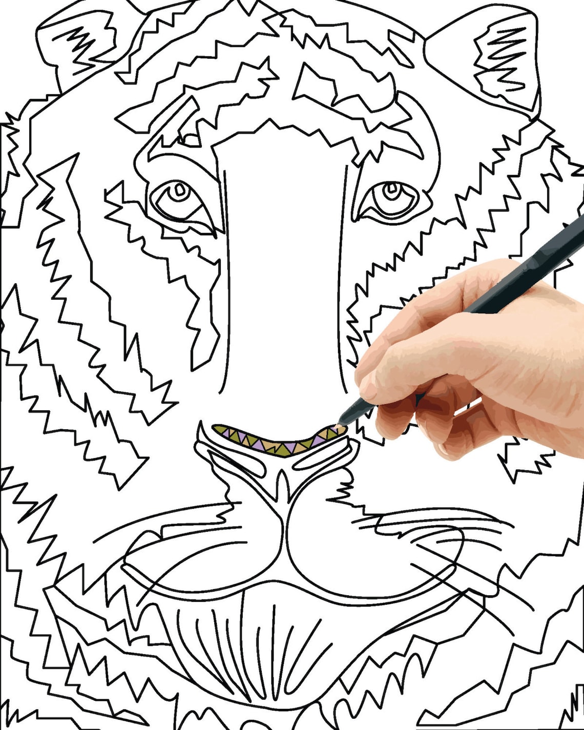 Tiger Blank Zentangle Coloring Page, Adult Coloring, Kids Coloring ...