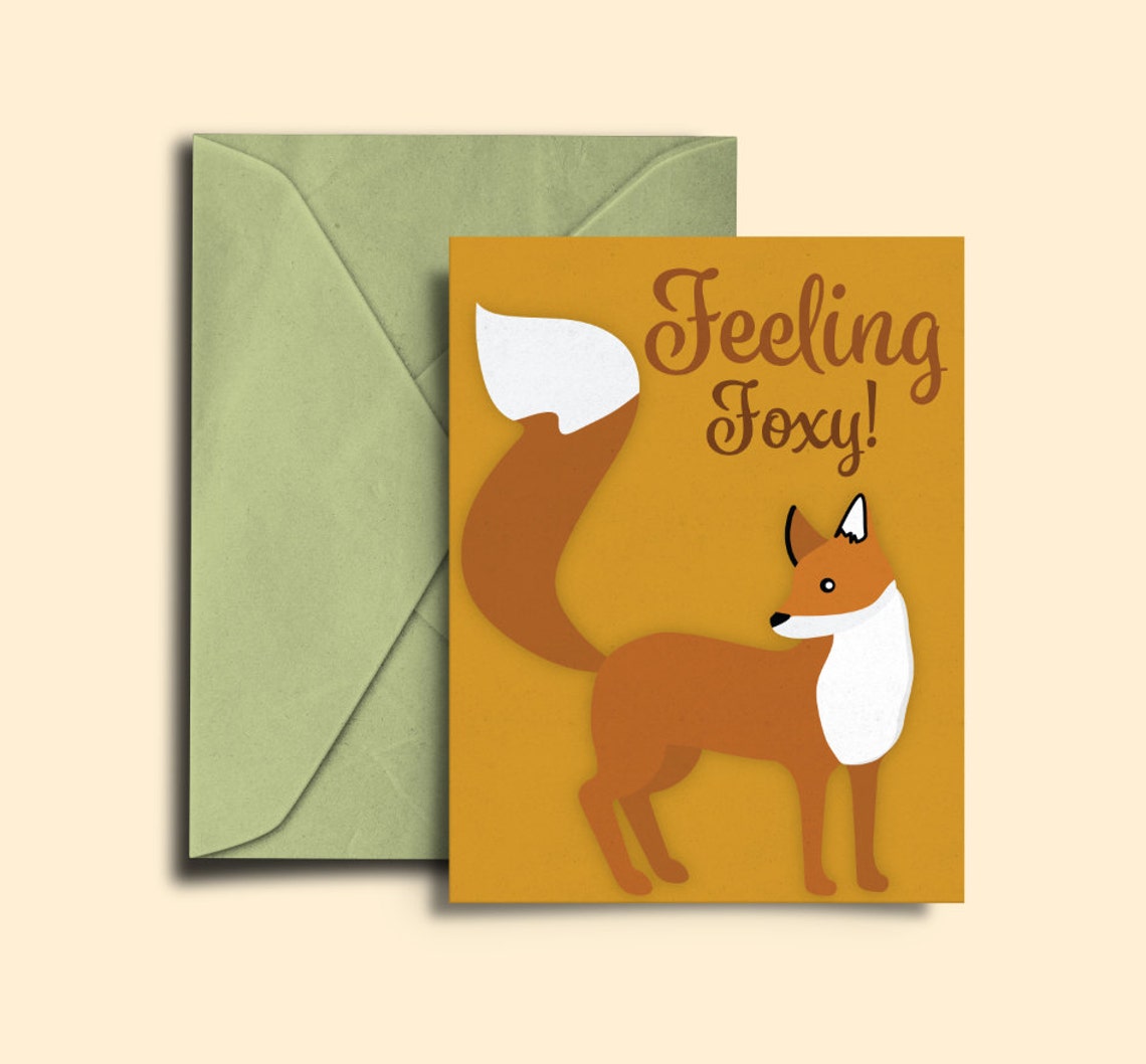 Fox Greeting Card, Birthday Fox Card, Feeling Foxy, Greeting Card ...