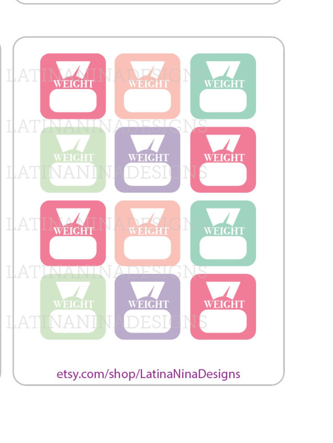 Pastel Weight Tracker, Scales, Weight Watcher, Planner Stickers ...