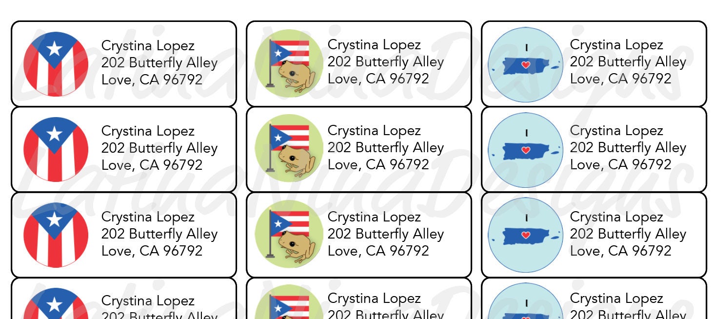 Puerto Rico, Address Labels, Printed Labels, Puerto Rico Labels, PR ...