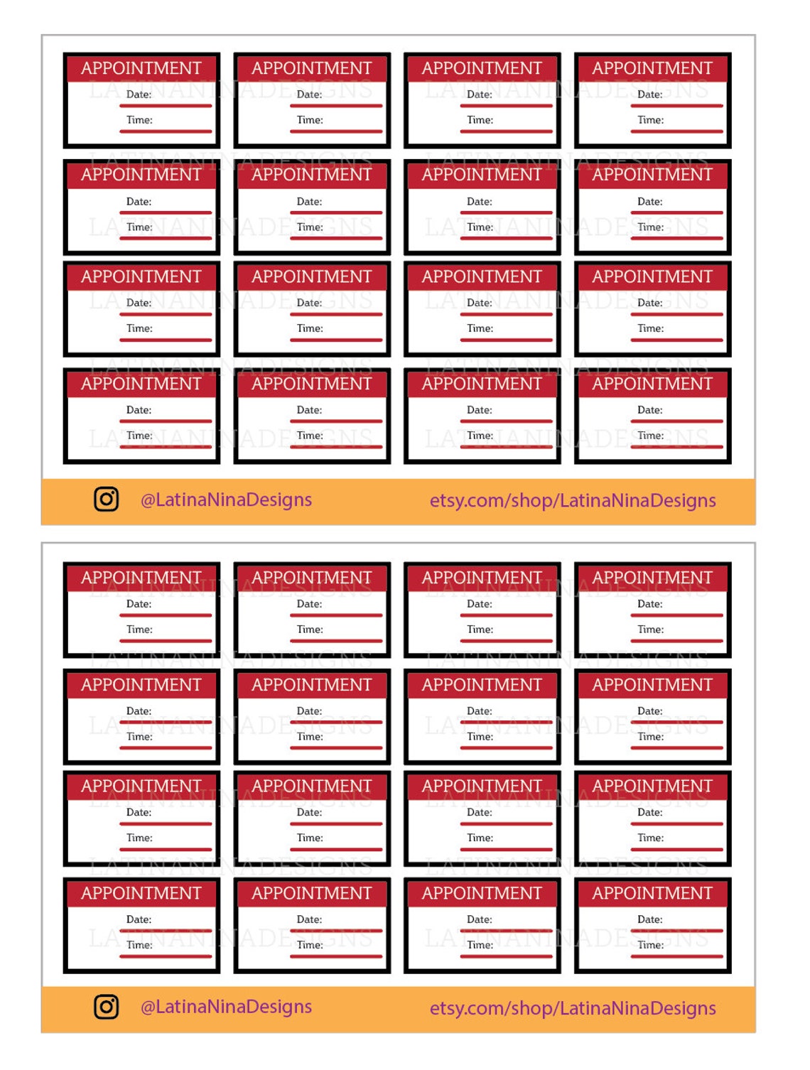 Appointment Time and Date Stickers Planner Stickers - Etsy