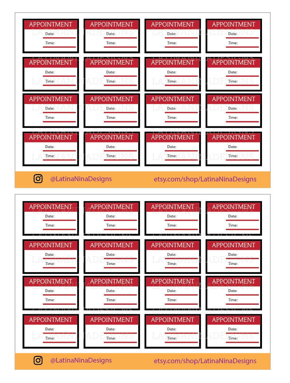 Appointment Time and Date Stickers Planner Stickers - Etsy