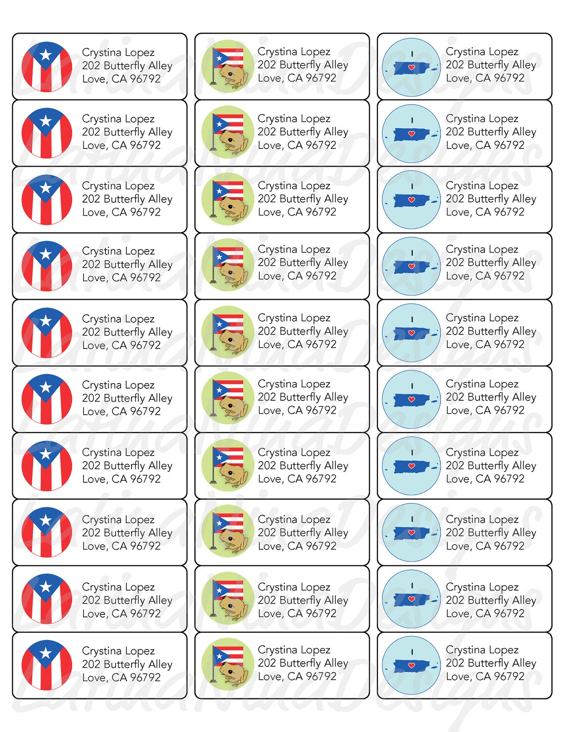 Puerto Rico, Address Labels, Printed Labels, Puerto Rico Labels, PR ...