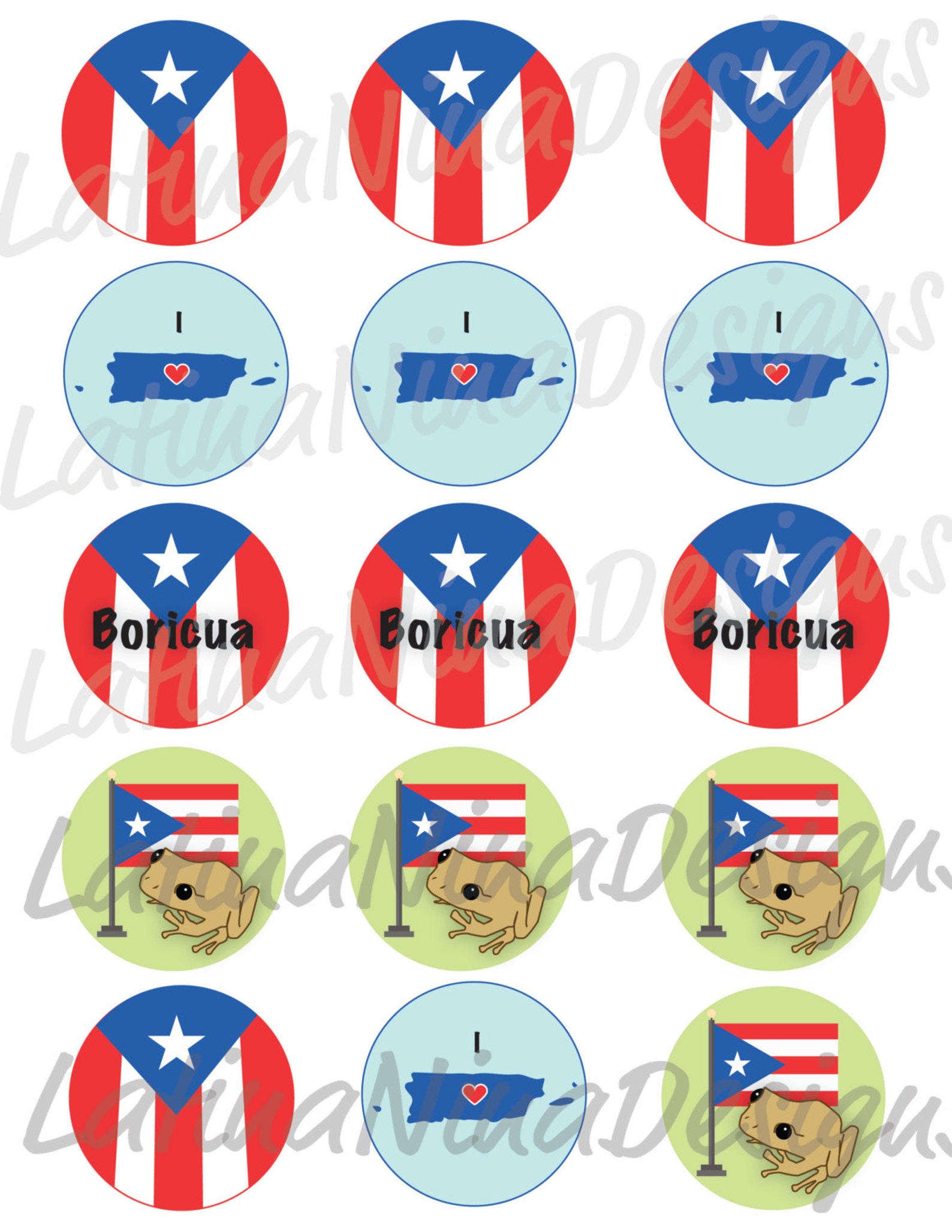 Puerto Rican Cupcake Toppers, Instant Download, Cupcake Toppers, Puerto ...