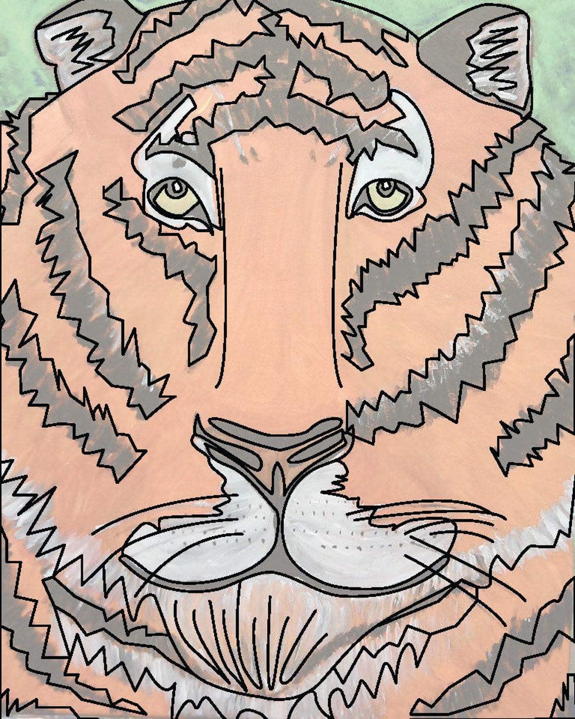 Tiger Blank Zentangle Coloring Page, Adult Coloring, Kids Coloring ...