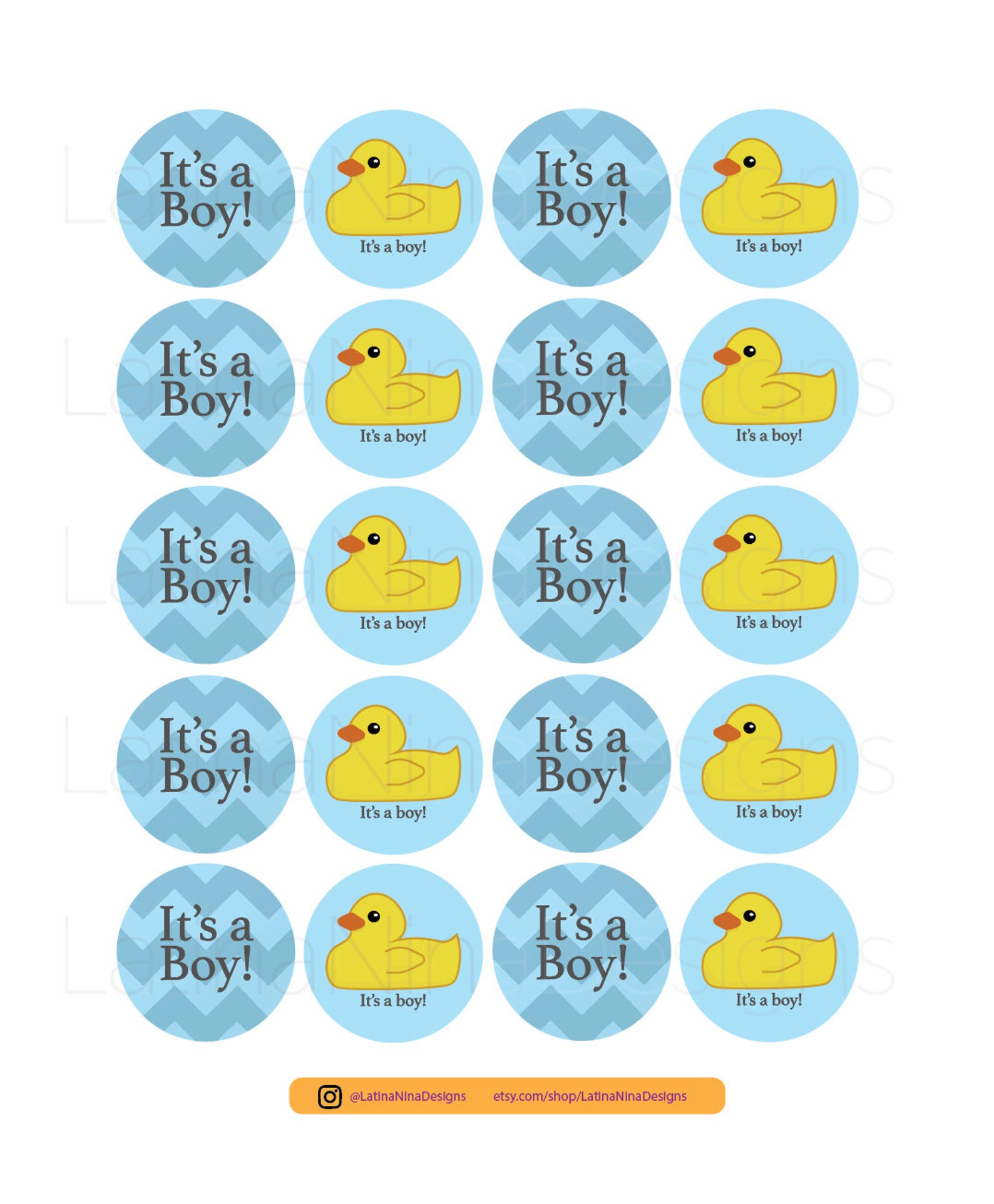 Baby Shower Stickers, It's a Boy Stickers, Rubber Ducky Stickers, 1.5 ...