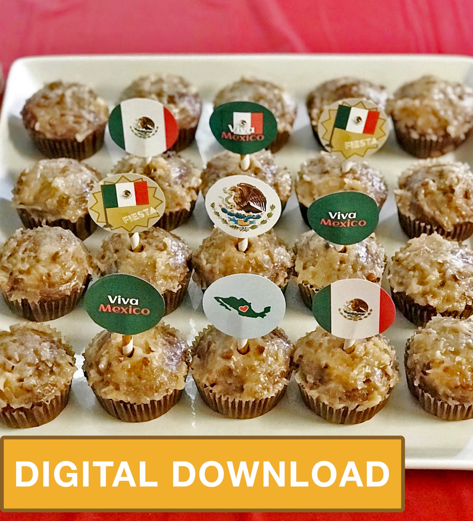 Mexican Flag, Cupcake Toppers, Instant Download, Stickers, Buttons ...