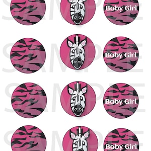 Zebra Baby Shower Cupcake Toppers, Instant Download, Stickers or ...