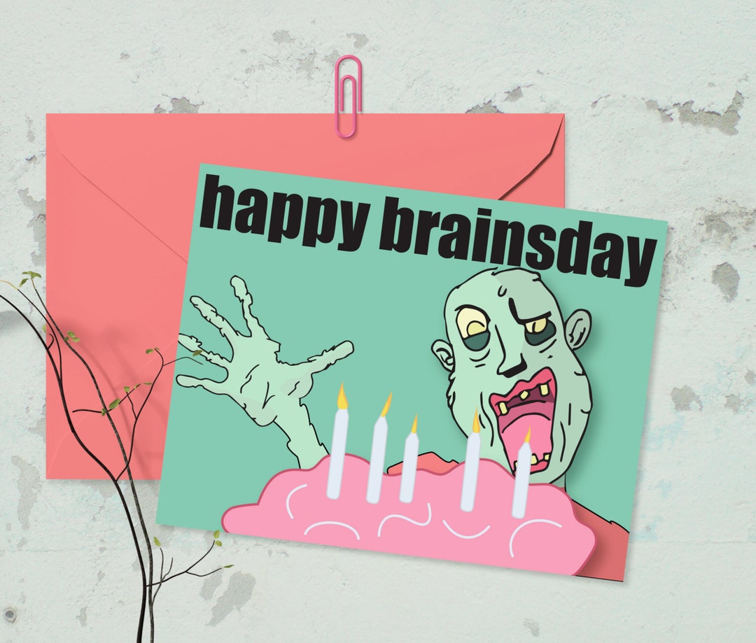 Zombie Birthday Card, Zombie Apocalypse, Greeting Card, Birthday Card ...