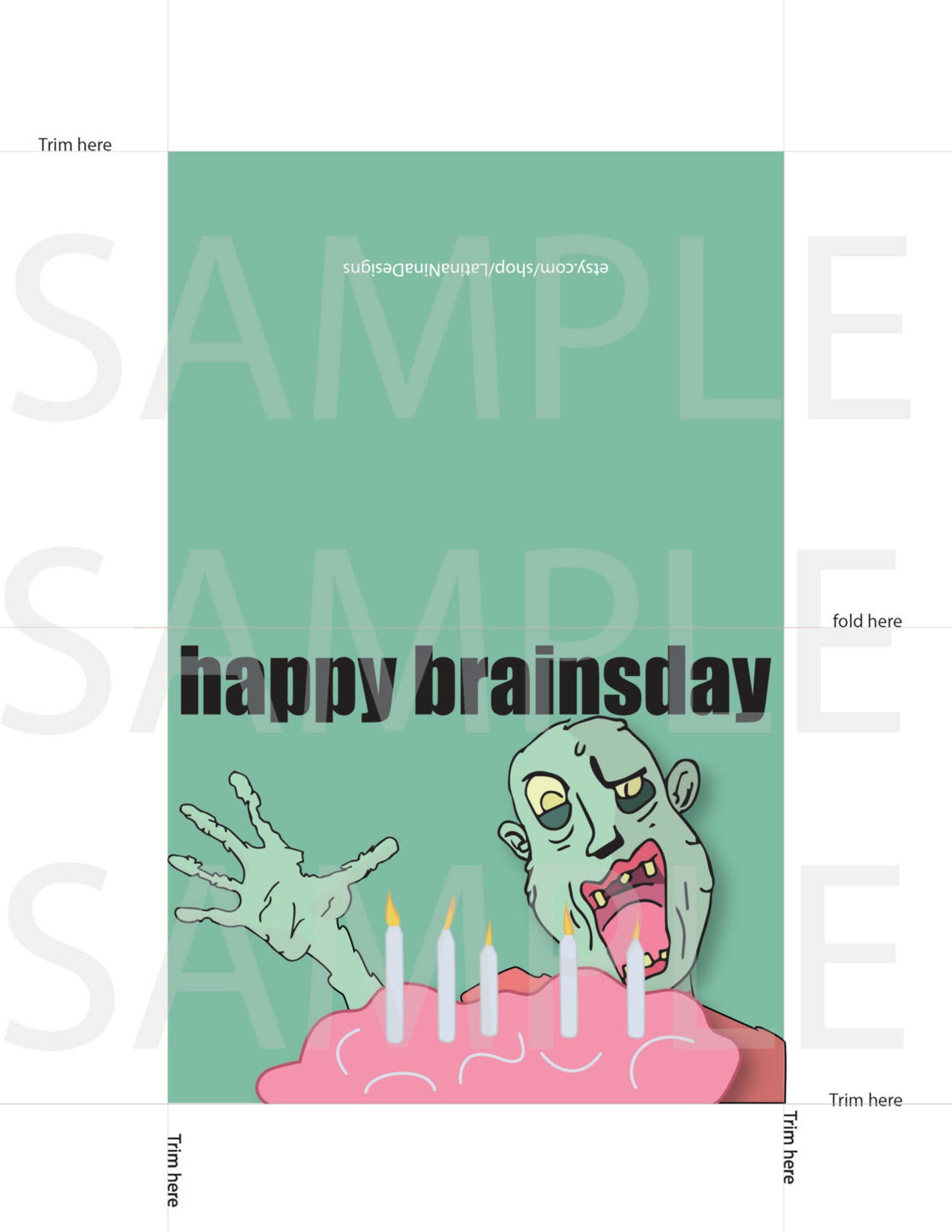 Zombie Birthday Card, Zombie Apocalypse, Greeting Card, Birthday Card ...