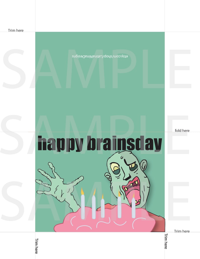 Zombie Birthday Card, Zombie Apocalypse, Greeting Card, Birthday Card ...