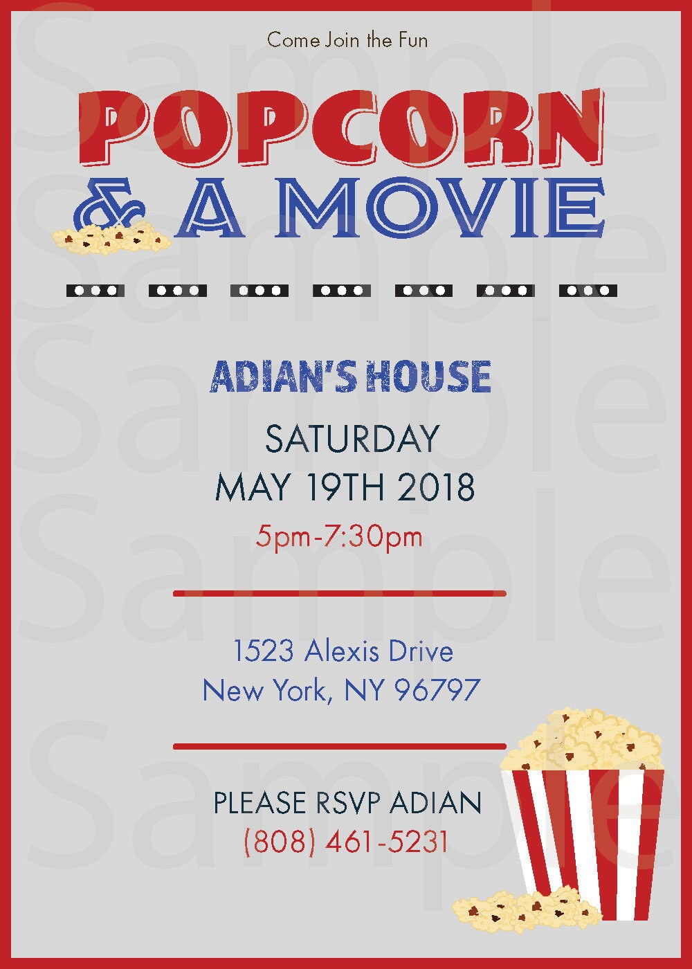 Popcorn Invitation, Movie Invitation, EDITABLE Template, Boy or Girl ...