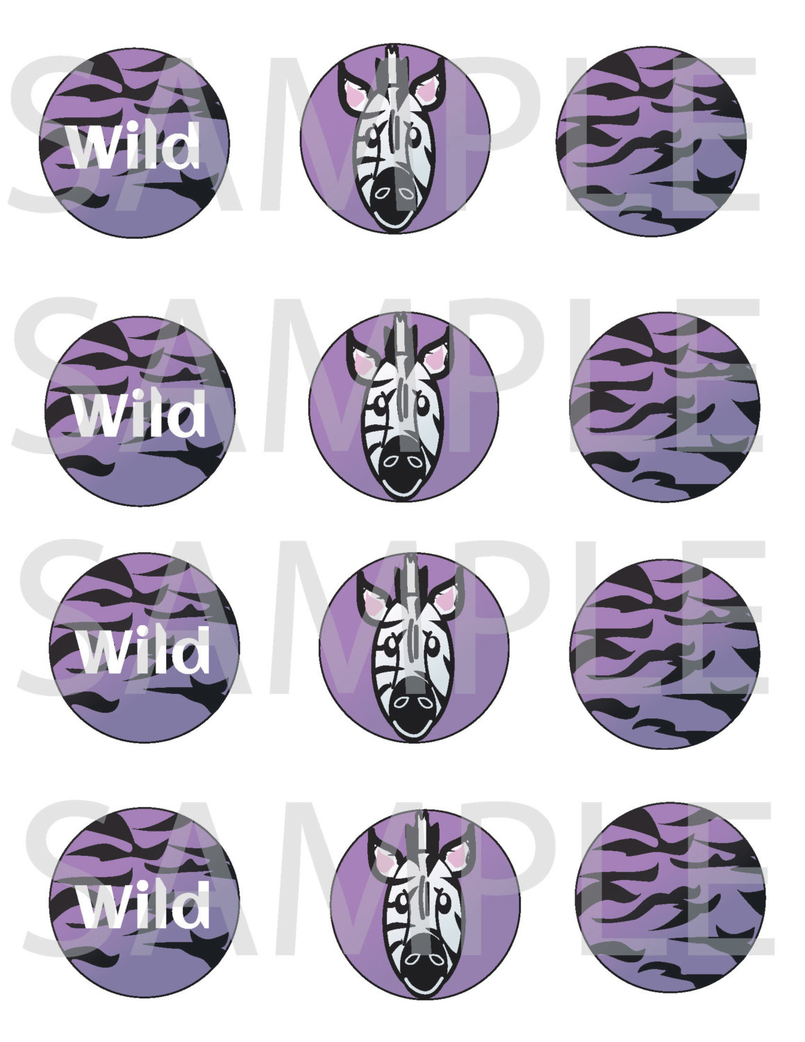 Zebra Cupcake Toppers, Stickers, or Buttons, Instant Download, DIY ...