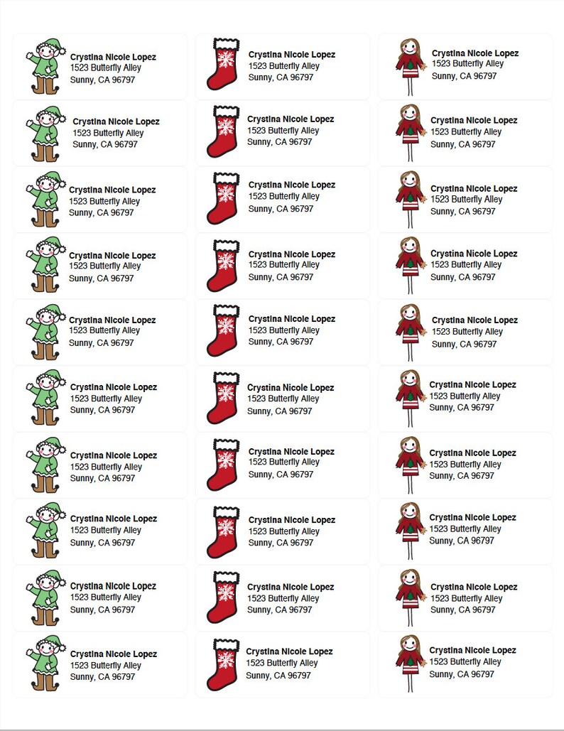 Christmas Address Labels, Elf Labels, Stocking Labels, Christmas ...