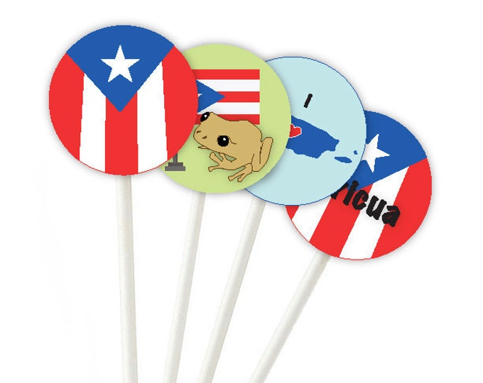 Puerto Rican Cupcake Toppers, Instant Download, Cupcake Toppers, Puerto ...