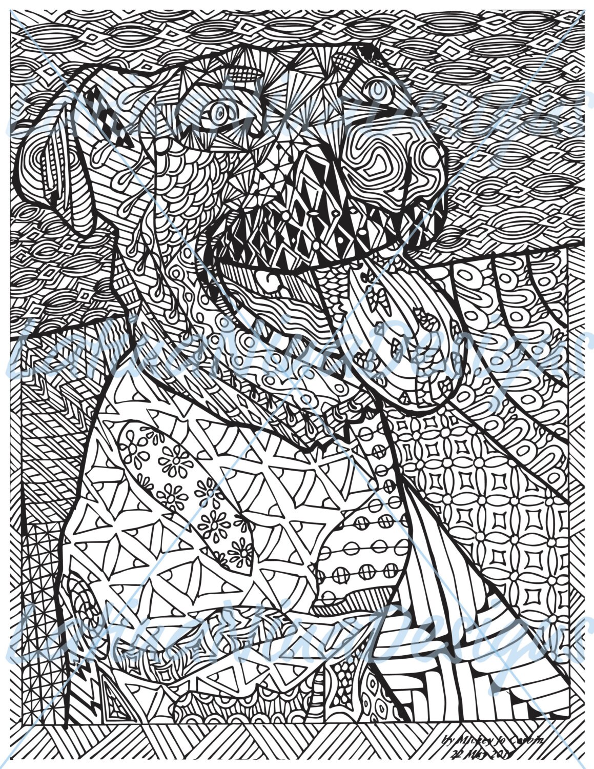 Zentangle Dog, Adult Coloring Page, Instant Download, Printable, Pdf - Etsy